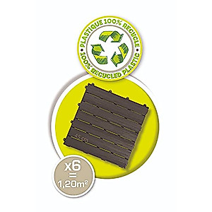 Smoby- Set of 6 Playhouse, Floor Tiles, Brown, Indoor or Outdoor Use, Plastic, Convenient for Use with Most Playhouses, for Ages 2 and up