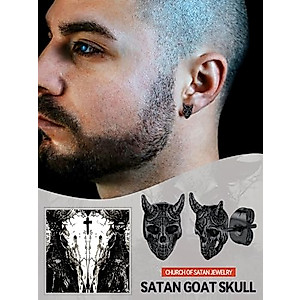 Punk Satan Stud Earrings 316L Stainless Steel Satanic Jewelry for Woman