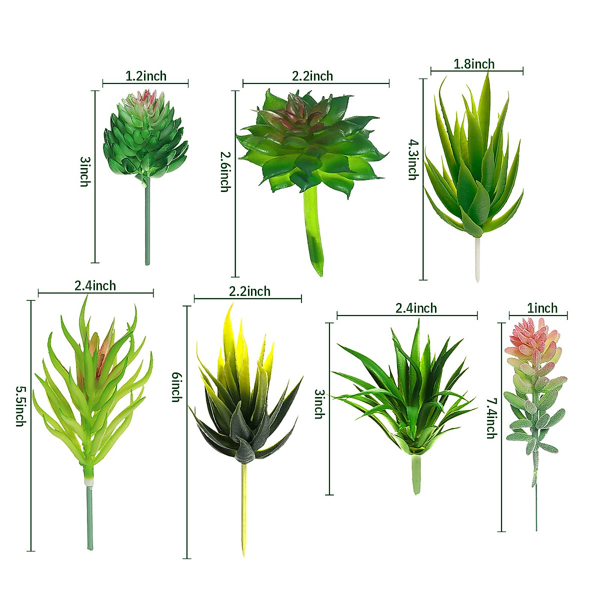 14 Pcs Mini Artificial Succulents Plants Picks,Flocked Faux Succulent Plants, Fake Succulents Plant with Succulent Moss,Realistic Textured Aloe for Home Office Table Garden Decoration