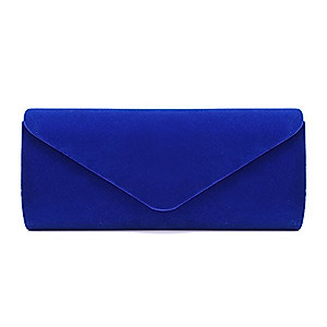 U-Story Women's Evening Wedding Party Velvet Envelope Clutch Bag Tote Purse Handbag (Blue)