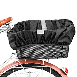 ANZOME Rear Bike Basket - Heavy-Duty Iron Wire Bicycle Cargo Rack with Reflective Waterproof Cover