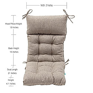 QILLOWAY Indoor/Outdoor High Back Chair Cushion,Tufted, Replacement Cushions - Pack of 4. (TAN/Grey)