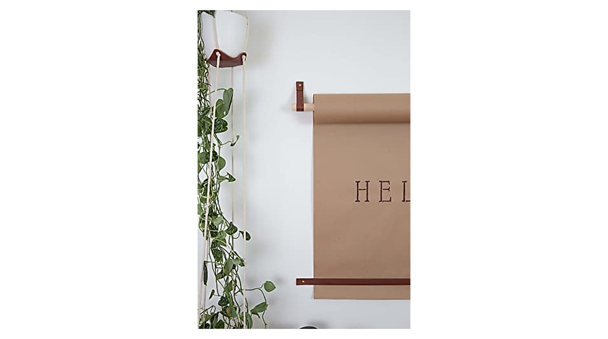 KEYAIIRA Wall Mounted Kraft Paper Holder with Leather Straps