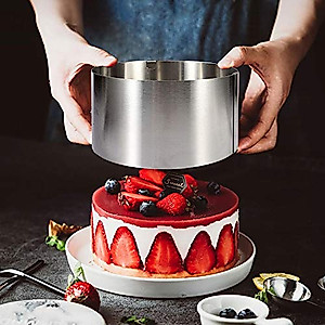 Picowe Cake Ring Set, 6 to 12inches Adjustable Stainless Steel Cake Ring, 5.5 x 400inch Mousse Cake Acetate Sheet Mousse Cake Mold (2 Pack New)