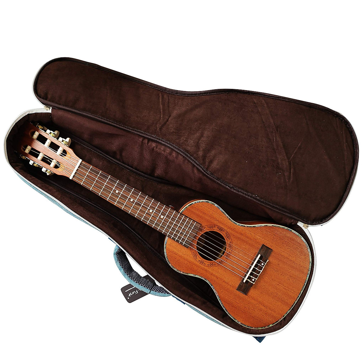 MUSIC FIRST Original Design 0.6" (15mm) Thick Padded Vintage Style Jeans Cloth/Denim Baritone Ukulele Case, Ukulele Bag (30"~31")