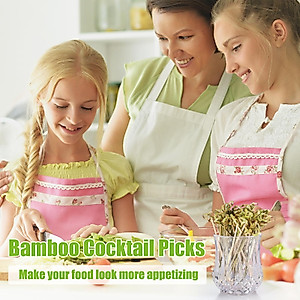 Nuogo 1000 Pcs Bamboo Cocktail Picks 4.13 Inch Bamboo Sticks Bamboo Skewers Fruit Toothpicks for Appetizers Handmade Food Picks Cocktail Skewer with Looped Knot for Party Snacks Sandwiches Drinks