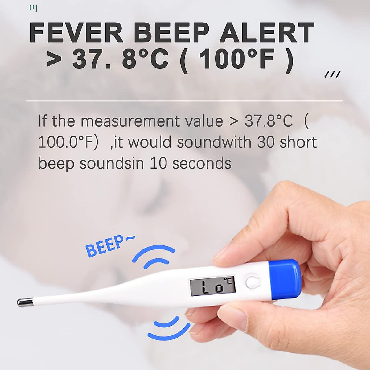 Berrcom Digital Thermometer for Adults and Kids, Oral Thermometer for Baby Rectal and Underarm Thermometer for Fever Alarm Medical Thermometer with C/F Switchable