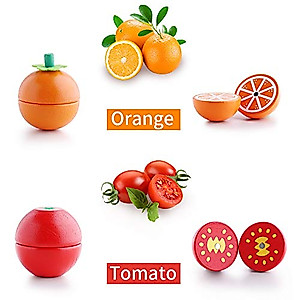 iPlay, iLearn Wooden Pretend Play Food, Cutting Cooking Set W/ Chopping Board, Kitchen Vegetables Fruit Magnetic Toy, Early Learning Educational Gifts for 3, 4, 5, 6 Year Old Kids, Toddler, Boy, Girl