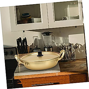 Angoily 2 Sets Ramen Pot Korean Cookware Instant Ramen Cooker Ramen Pot with Lid Ramen Soup Pot Chinese Steamer Pot Aluminum Stock Pot Noodle Cooking Pots Aluminum Soup Pot Noodle Pot Suki