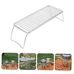 Kisangel 2pcs Burner Support Mini Charcoal Grill Outdoor Charcoal Grill Portable Bbq Grill Campfire Grill Rack Camp Grill Grate Camping Grill Rack Camping Barbecue Rack Foldable Grill Rack