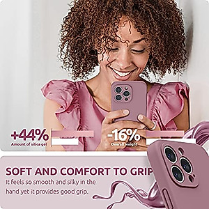 SURPHY Compatible with iPhone 13 Pro Case with Screen Protector, (Camera Protection + Soft Microfiber Lining) Liquid Silicone Phone Case 6.1 inch 2021, Lilac Purple