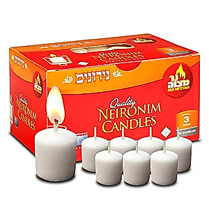 3 Hour Neironim Candles - Shabbat Neronim and Votive Wax Candle - 72 Count - by Ner Mitzvah.