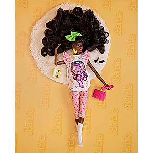 Barbie Rewind Doll & Accessories with Curly Black Hair & 1980S-Inspired Slumber Party Outfit, Collectible & Displayable