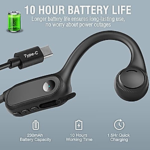 Bone Conduction Headphones, 2023 Upgraded Open-Ear Wireless Bluetooth Sports Headphones with Mic, 10Hr Playtime, Bluetooth 5.2 Wireless Earphones Waterproof for Workout, Running, Biking, Hiking, Gym