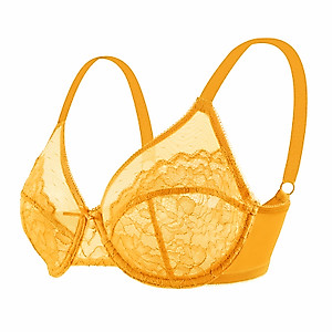 HSIA Women's Underwire Bra Minimizer Lace Floral Bra Unlined Unpadded Plus Size Full Coverage Bra