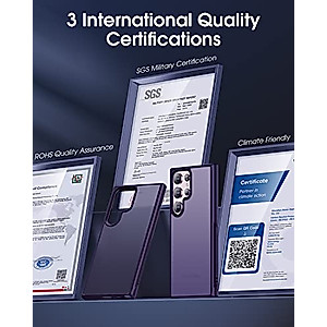 CASEKOO Genuine Official for Samsung Galaxy S23 Ultra case (10FT Military Drop Protection) (Zero-Smudge Tech) Translucent Hard Back & Soft Bumper, Protective Slim S23 Ultra Case 6.8'' 2023, Purple