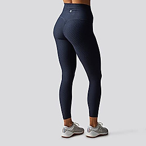 Born Primitive Paragon Leggings – Textured TIK Tok Leggings for Women – High Waisted Gym, Running, Workout or Yoga Pants – Form Fitting Full Length Sport Leggings - Navy Blue, Medium