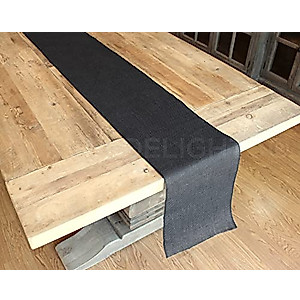 CleverDelights 12" Black Burlap Roll - Finished Edges - 5 Yards - Jute Burlap Fabric