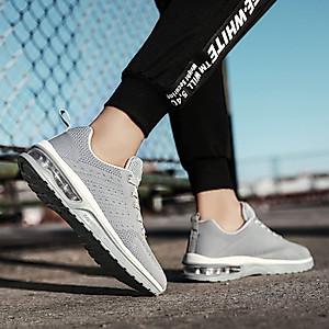 HINDOLA Couple Sneakers Fashion Platform Walking Shoes Outdoor Running Tennis Basketball Baseball Volleyball Training Shoes Breathable Slip on Shoes Sneakers for Women Grey