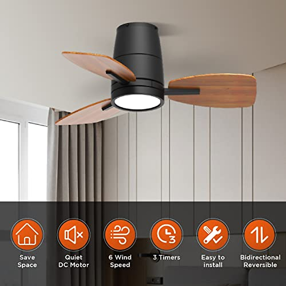 TALOYA Small Ceiling Fan with Lights and Remote Control 30 inch Multifunctional Quiet Fan with Three Color Temperature Light and Reversible Blades