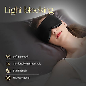 ZIMASILK 100% 22 Momme Mulberry Silk Sleep Mask for Sleeping, Filled with Premium Mulberry Silk, Softest & Breathable Silk Eye Sleeping Mask (Black)