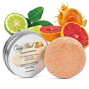 Naturalist Solid Shampoo Bar, 100% Organic, Plant Based, SLS Free, Vegan, All Hair Types & Body Care | pH Balanced, Plastic Free | Eco Friendly, Safe For Travel (orange mood)
