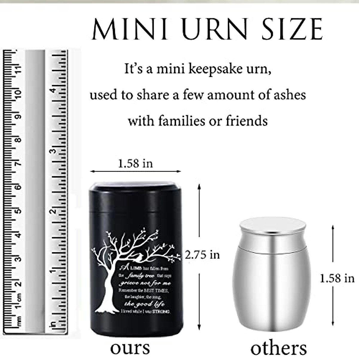 Small Urns for Ashes - Set of 4，2.7 inch High Aluminium Mini Urns, Cremation Urns for Human/Pet Ashes, Ashes Holder, Small Keepsake urns-My Mind Still Talks to You
