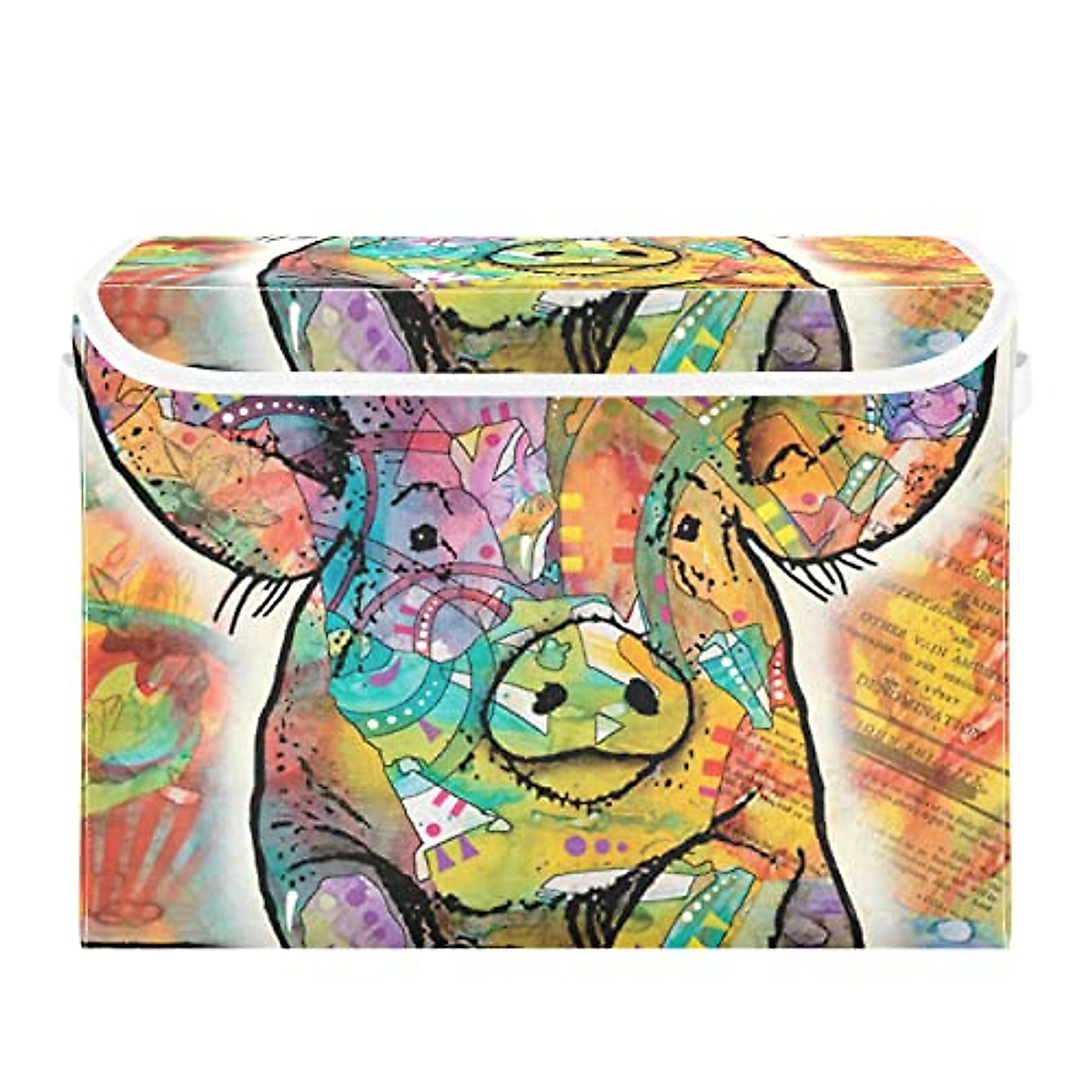 Piggy Storage Bins with Lids and Handles 17x13x12 In Foldable Fabric Storage Basket Toys Clothes Organizer for Shelves Closet Home Bedroom Office