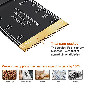 PECHAM 23PCS Titanium & Carbide Multitool Blades Oscillating Tool Saw Blades Heavy Duty for Hard Material, Metal/Steel Nails/Bolts/Screws Fit Most Oscillating tools