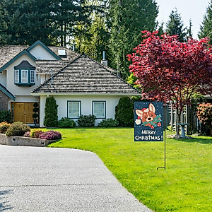 ALAZA Merry Christmas Cute Corgi Dog Burlap Garden Flag Home Banners, Double Sided Welcome Farmhouse Outdoor Yard Decorative Flag 12 x 18 inch