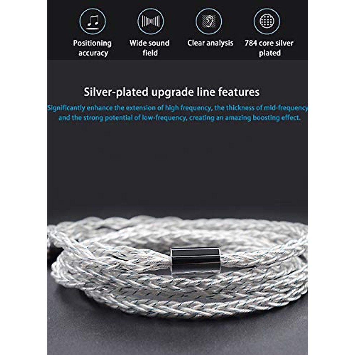 FAAEAL KZ ZSN ZS10 PRO Upgrade Earphone Cable,8 Core Cable Silver Blue Hybrid 784 Cores Silver Plated Upgrade Cable,Dedicated Cable 2Pin 0.75mm Replacement Headphone Wire for KZ ZSX Zax ZSN PRO