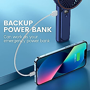 SWEETFULL Handheld Fan, 6000mAh Portable Fan Mini Fan with Backup Power,6 Speeds Adjustable,Small Personal Fan, Foldable Mini Desk Fan, Cooling Electric Fan for Girls Woman Man Travel Office Outdoor