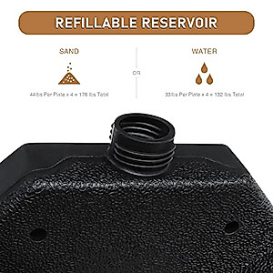 Artpuch 4pcs Square Offset Umbrella Base Plastic Cantilever Patio Umbrella Base, Water/Sand Filled Umbrella Base (176lbs, Dark Black)