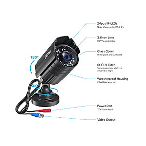 ZOSI 4PK 1920TVL 1080P Security Camera 3.6mm Lens 2MP CCTV Camera Home Security Day Night Waterproof Camera for 1080P/5MP/4K HD-TVI Analog DVR System