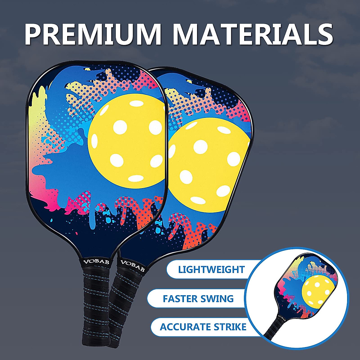 TNELTUEB Pickleball Paddles Set of 2 Pickleball Rackets 8 Pickle Balls 1 Portable Bag - USAPA Approved Lightweight Pickleball Racquet Outdoor & Indoor Use