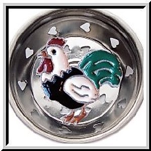 Billy Joe Homewares 7806 Enamel Kitchen Strainer Green Tail Rooster
