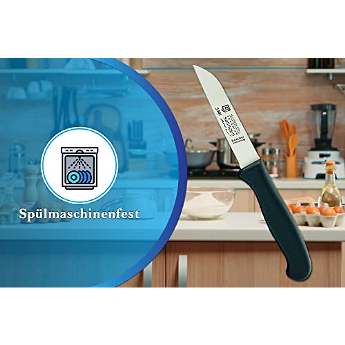 SMI – Paring Knife Set Peeling Knife for Fruits and Vegetable Straight & Curved Stainless Steel Solingen Knife Made in Germany