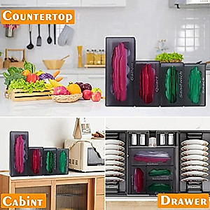 Liotww Ziplock Bag Organizer for Drawer, Storage Bag Organizer, Baggie Organizer, Sandwich Bag Organizer, Ziploc Bag Organizer for Gallon Quart Snap (4 Pack, Grey)