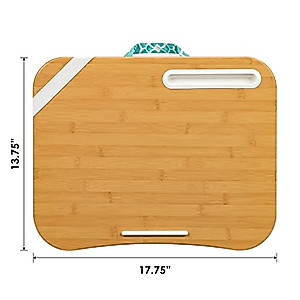 LapGear Designer Lap Desk with Phone Holder and Device Ledge - Aqua Trellis - Fits up to 15.6 inch Laptops - Style No. 45422