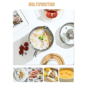 KLLKR 1.8 Quart Stainless Steel Milk Pot with Pour Spout, Saucepan with Lid, No Coating, Reinforced Stainless-Steel Handle for Boiling Milk, Sauce, Gravies