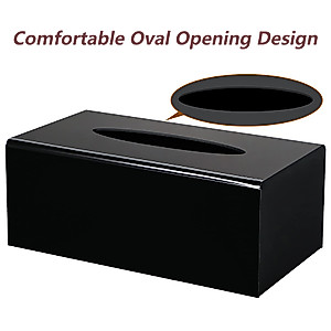 Kamehame Tissue Box Cover Rectangle Acrylic Tissue Holder 10.2x5.5x3.9 Inch Black Dryer Sheet Holder Container Tissue Dispenser for Home Bathroom Kitchen and Office