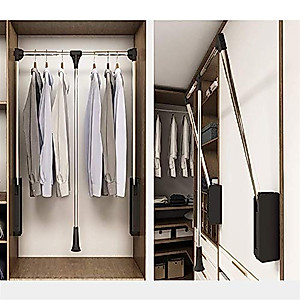 Drop-Down Wardrobe Hanging Rails, Automatic Rebound Width Adjustable, Large Retractable Wardrobe Hangers, Light Storage System with Aluminum Poles, Space Saving, Load 30KG (Size : 450-600mm