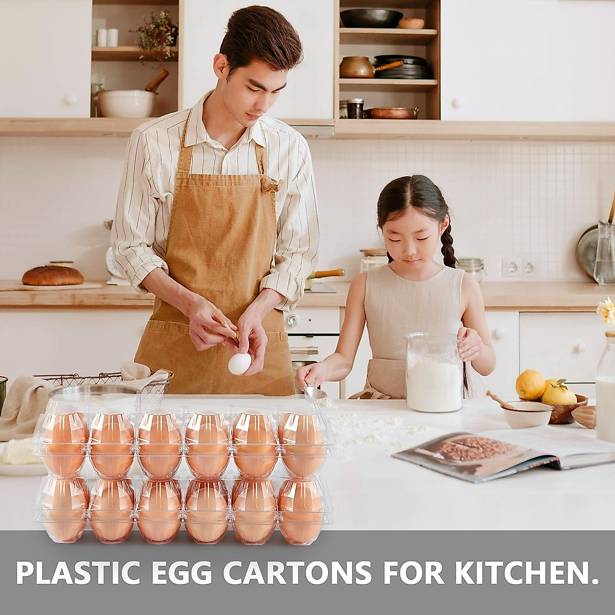 60PCS Egg Cartons Reusable Plastic Egg Carton 12 Count, 1 Dozen Clear Blank Egg Cartons Cheap Bulk for Large Eggs, Blank Chicken Egg Tray Holders for Family, Chicken Farm, Business Market Display