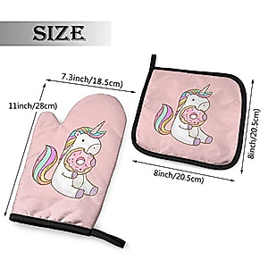 Nozidse Space Galaxy Constellation Oven Mitts and Pot Holders Sets Black Heat Resistant Cooking Gloves Cute Kitchen Mitts for BBQ Baking Cooking and Grilling