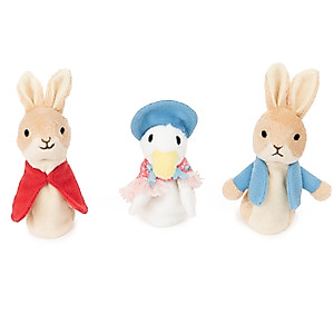 GUND Beatrix Potter Classic Peter Rabbit Flopsy Jemima Puddle-Duck Finger Puppets Set of Three Soft Plush, 3”