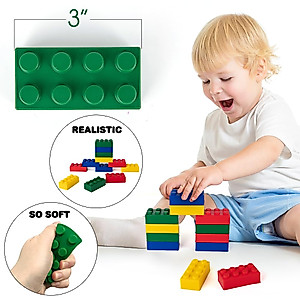 ArtCreativity Building Block Stress Relief Toys for Kids, Set of 12, Stacking Construction Foam Squeeze Toys in 4 Vibrant Colors, Birthday Party Favors, Goodie Bag Fillers, Office Gifts, Sensory Toys