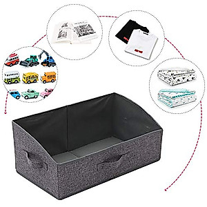 TENABORT 5 Pack Trapezoid Large Foldable Closet Storage Bins with Handle, Fabric Storage Organizer Cube Cloth Containers Linen Box Shelf Baskets for Clothes Clothing Shelves Wardrobe