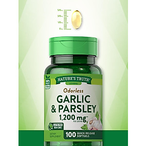 Nature's Truth Odorless Garlic and Parsley | 1200mg | 100 Softgel Capsules | Non-GMO & Gluten Free Extract Supplement