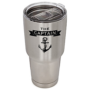 Elanze Designs The Captain Black Anchor 30 ounce Stainless Steel Travel Tumbler Mug
