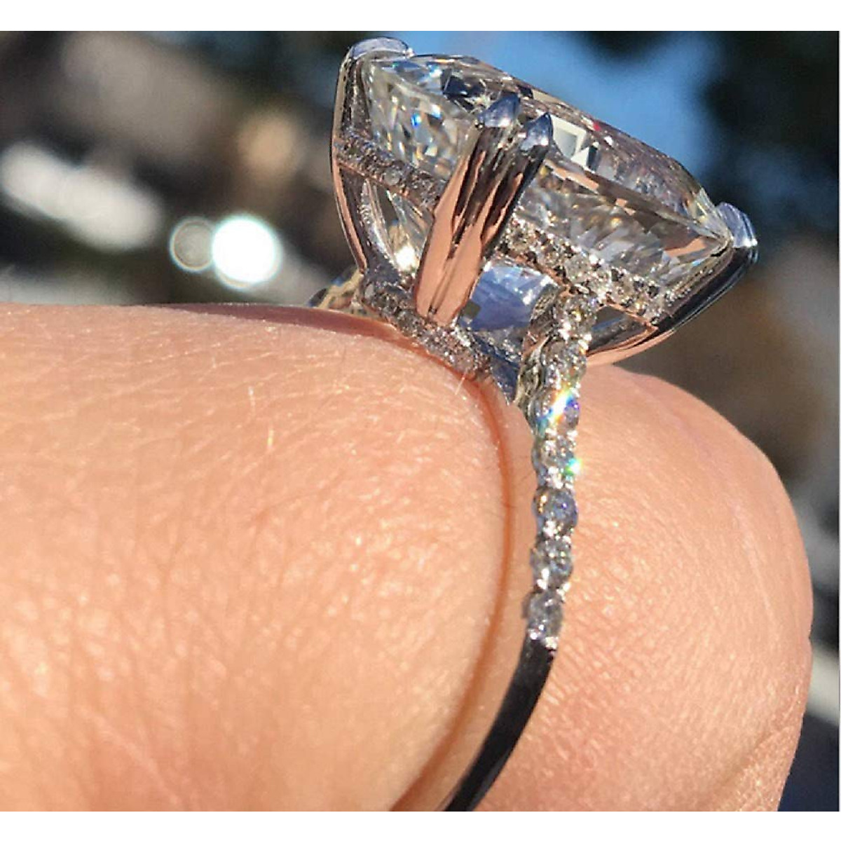 Duan Classic Promise Ring 925 Sterling Silver Oval Cut 3ct AAAAA Zircon Cubic Zirconia Promise Engagement Wedding Band Rings Size 6-10 (US Code 7)